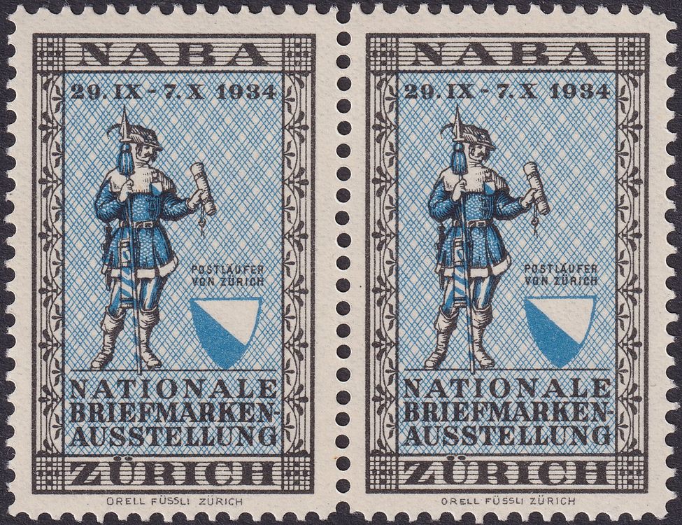 1934, NABA-VIGNETTE ZÜRICH ** postfriches Paar, günstig! (Gebraucht) in ...