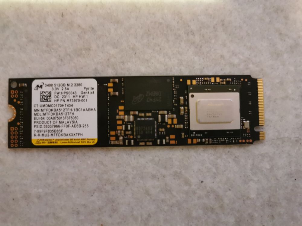 SSD HP MICRON 512GB PCIe 4x NVMe M.2 2280 GEN4 (Neu (gemäss ...