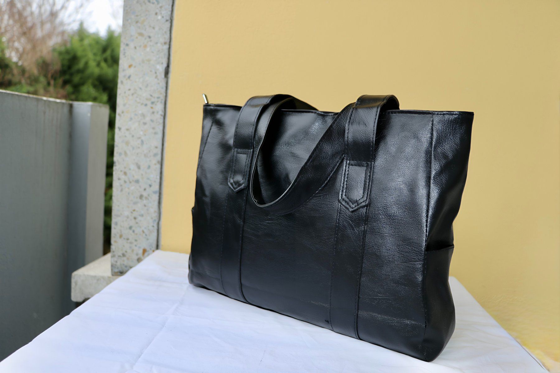 Sac à main simili cuir noir robuste pour femme - NEUF (Neuf avec ...