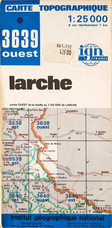 Carte Randonnée IGN France - Larche - 3639 Ouest | Acheter sur Ricardo
