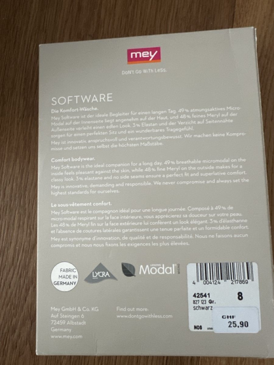 Mey Software Herren Slip Gr. 8 / Schwarz - Neu im Karton (Neu und originalverpackt) in Sursee ...