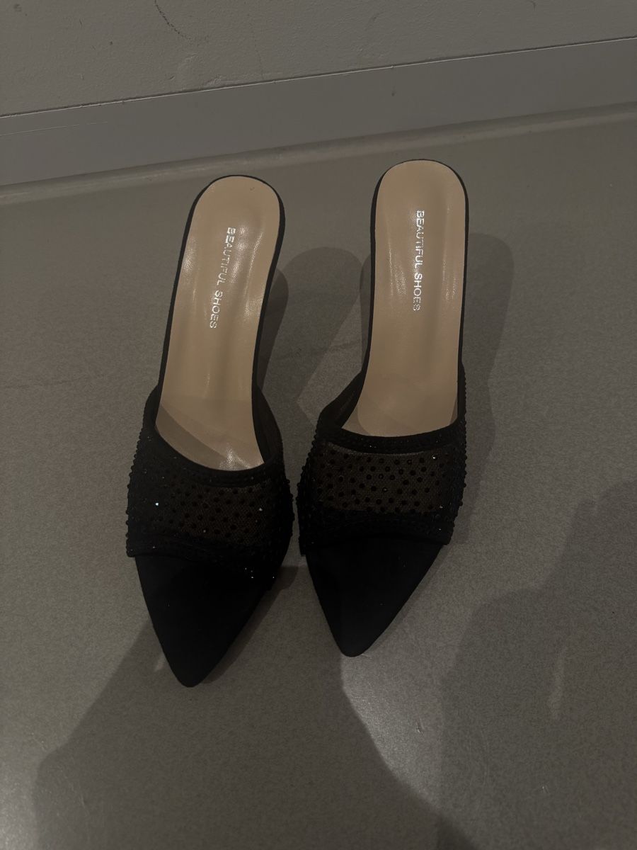 Black Rhinestone Mules - New without box! Size 38 (Neu und ...