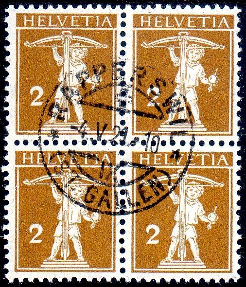 TELLKNABE MIT ARMBRUST 4ERBLOCK GESTEMPELT RAPPERSWIL 1921 | Kaufen auf Ricardo