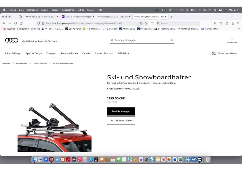Audi Ski- und Snowboardträger (Gebraucht) in Biel/Bienne für CHF 40 ...
