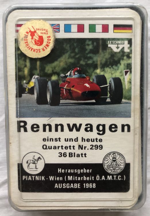 Quartett - Rennwagen einst und heute -Piatnik- Ausgabe 1969 (Gebraucht ...