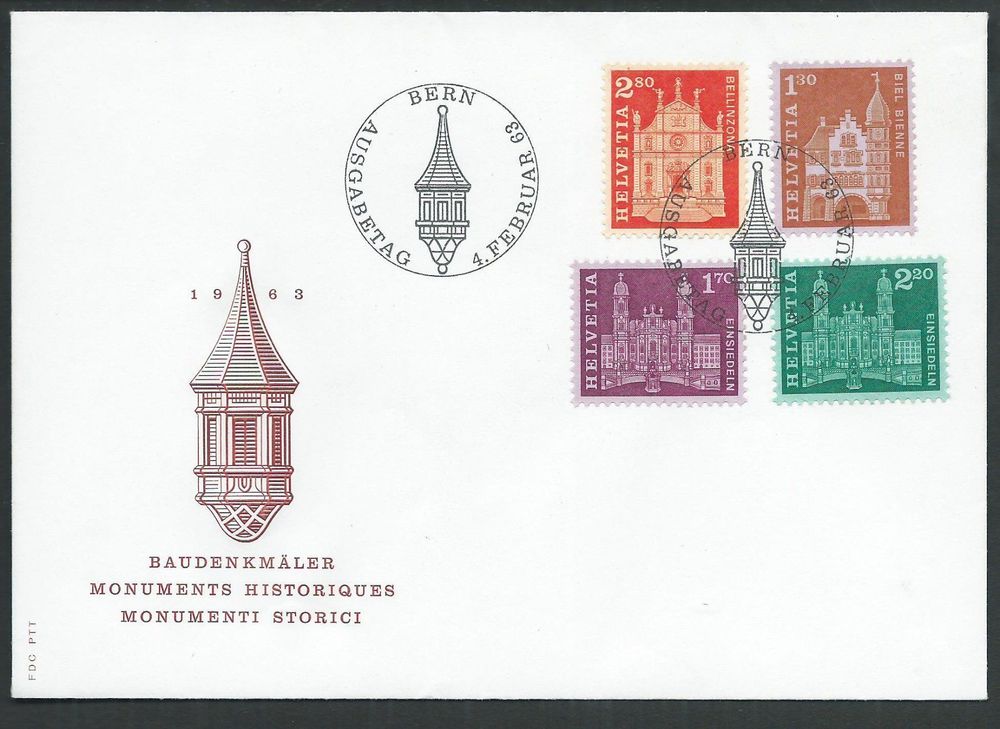 1963 FDC BAUTEN Serie BERN Farbänderung tadellos ab 1.- (Gebraucht) in ...