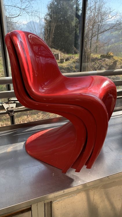 3x Fehlbaum Panton Chair rot Design Klassiker Rarität (Gebraucht) in ...