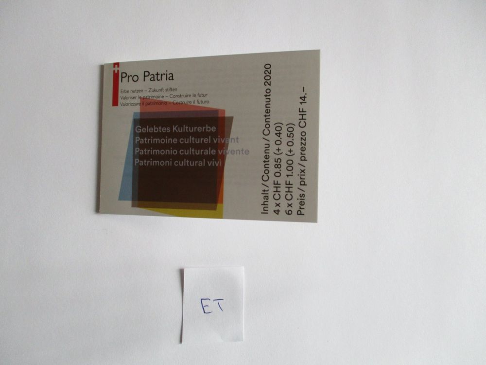 Markenheft Pro Patria 2020 Ausgabestempel mit Gummi sauber | Kaufen auf Ricardo