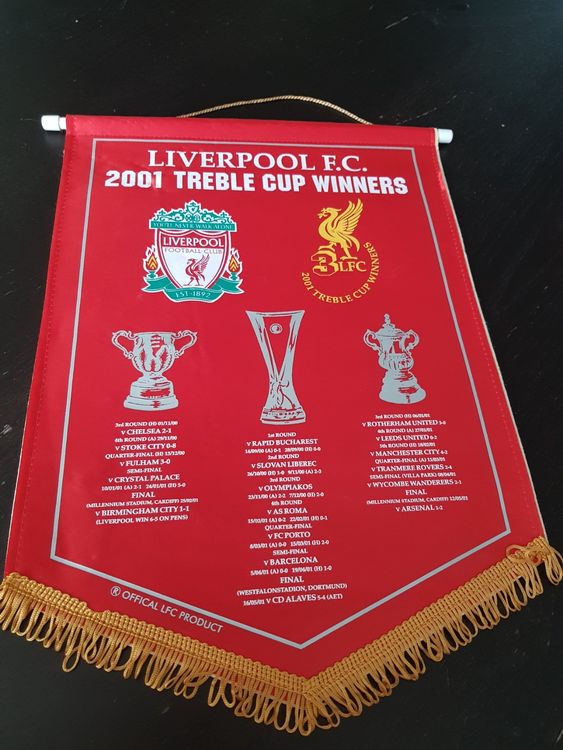 LFC XL - Wimpel (ca 40 x 30) Liverpool 2001 treble Cup Win. (Gebraucht ...