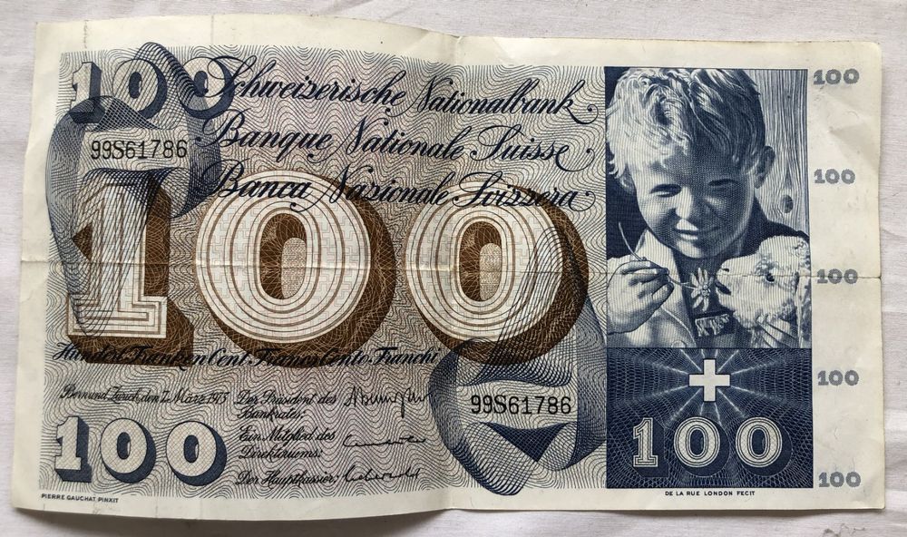 100 Schweizer Franken - Banknote - 1973 | Kaufen auf Ricardo