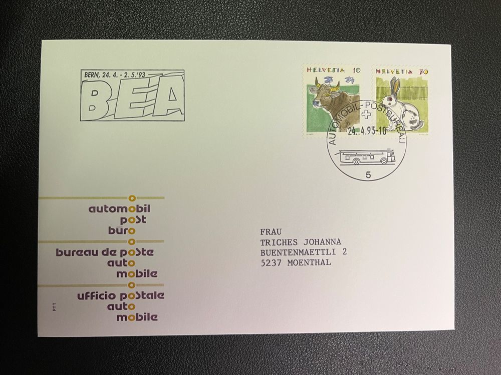 BEA Bern 1993 Sonderstempel auf Brief (Gebraucht) in oberrüti für CHF 0 ...