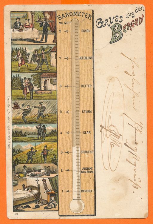 Gruss aus Den BERGEN mit Barometer 1900 Litho | Kaufen auf Ricardo
