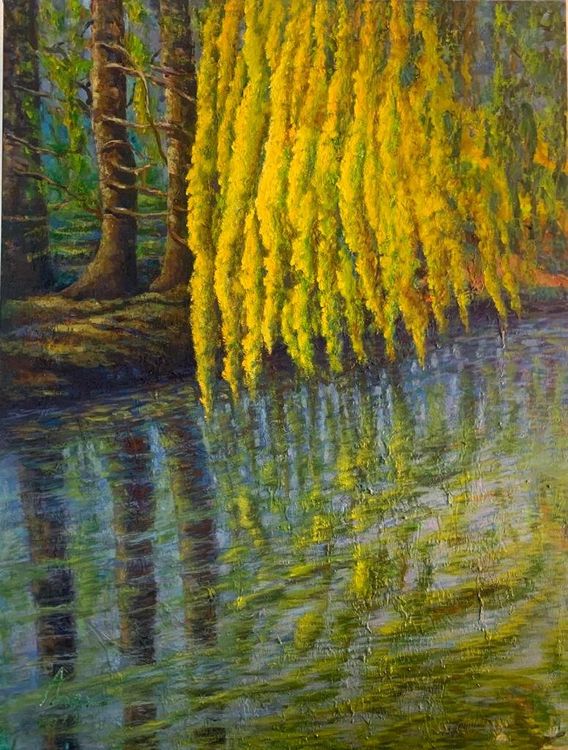 Trauerweide am Bach, Öl auf Leinwand, 60x80cm (Neu (gemäss Beschreibung)) in Belp für CHF 1300 ...