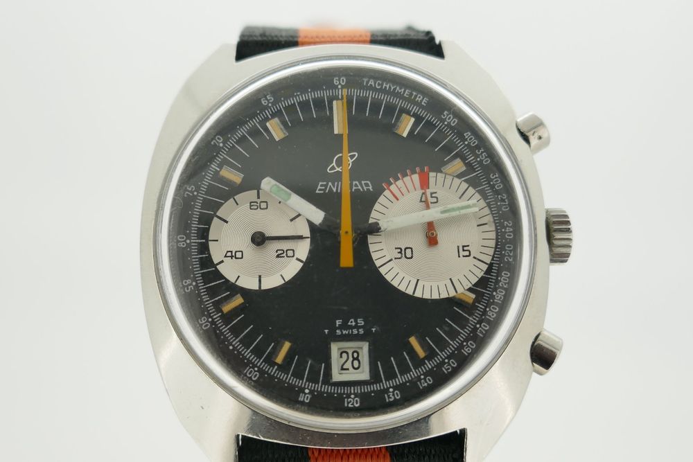 Seltene ENICAR F45 Big Eye Chronograph Valjoux 234 Stahl (Gebraucht) in ...