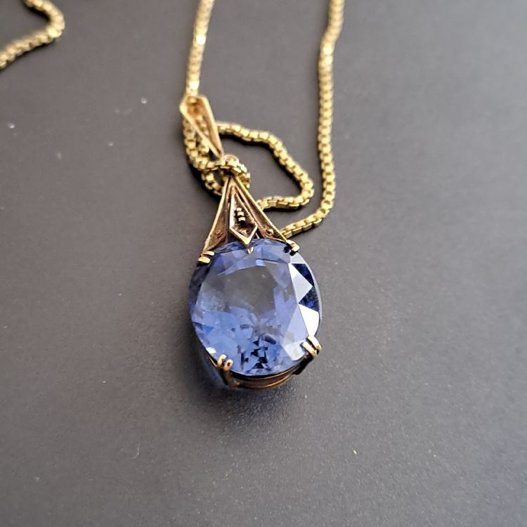 Kette und Anhänger mit Blauen Stein 14 k Gold (Gebraucht) in Neuhausen am Rheinfall für CHF 380 ...