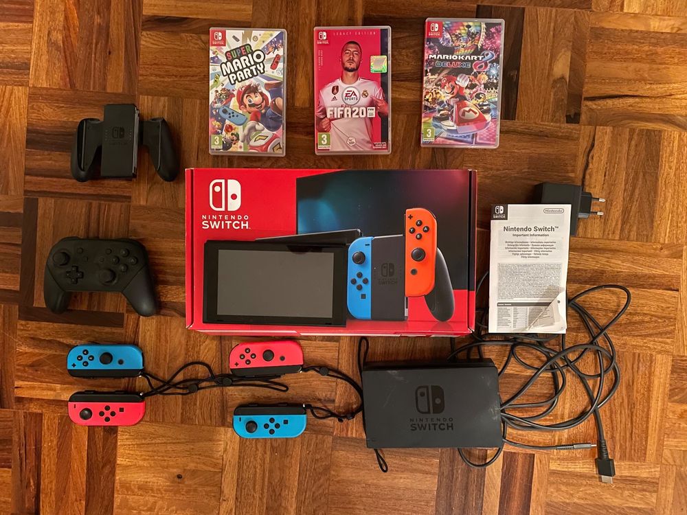 Nintendo Switch, Pro Controller + Mario Party & Kart & FIFA (Gebraucht ...