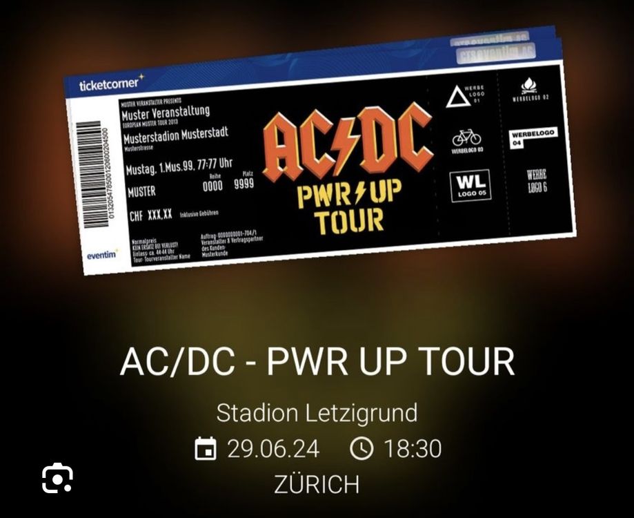 ACDC PWR UP TOUR / Stadion Letzigrund, Stehplatz Eingang B (Neu (gemäss ...