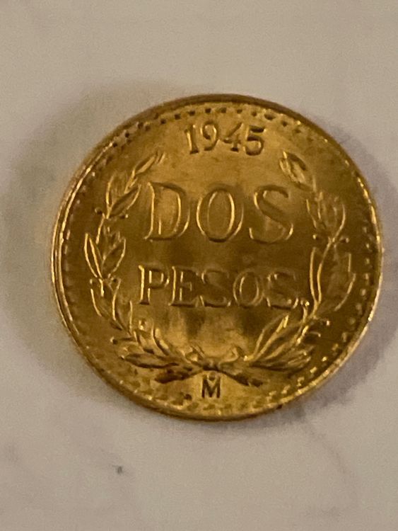Goldmünze Dos Pesos 1945 (Neu (gemäss Beschreibung)) in Schlossrued für CHF 120 – mit Lieferung ...
