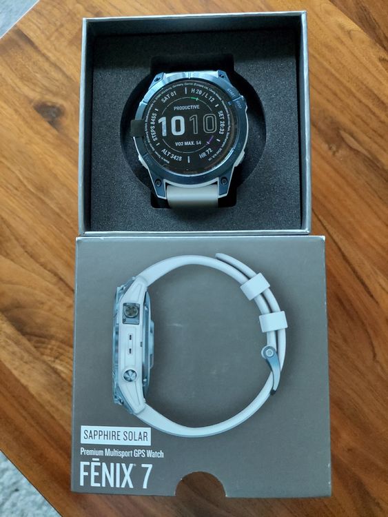 Garmin Fenix 7, Saphire Solar Blue Titanium / White, 47mm (Neu (gemäss ...