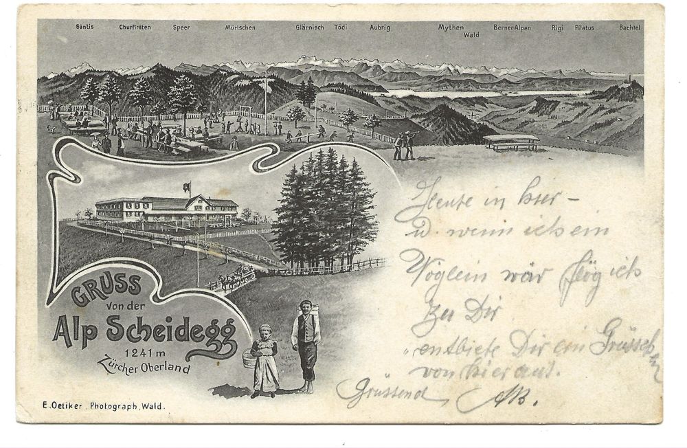 Gruss von der Alp Scheidegg (ZH) Oberland - Gasthaus - 1910 (Gebraucht ...