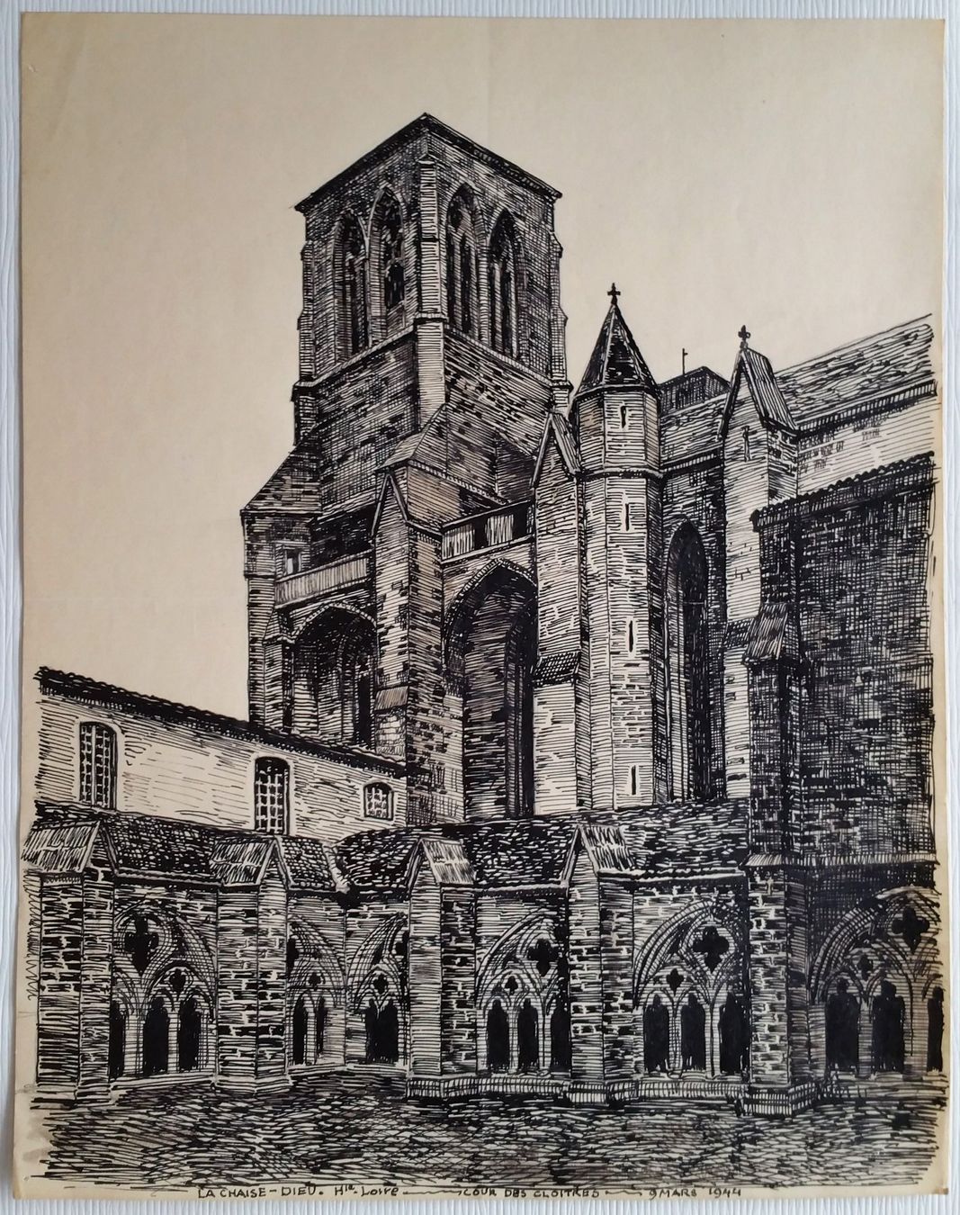 Jacques Jacobi: Abtei La Chaise-Dieu, Tuschezeichnung 1944 (Gebraucht ...