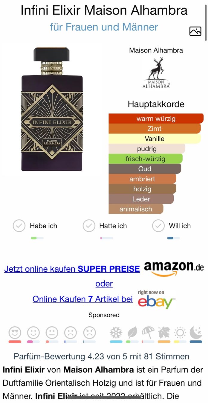 Alhambra Infini Elixir EDP 5ML (Side Effect Initio Dupe) (Gebraucht) in ...