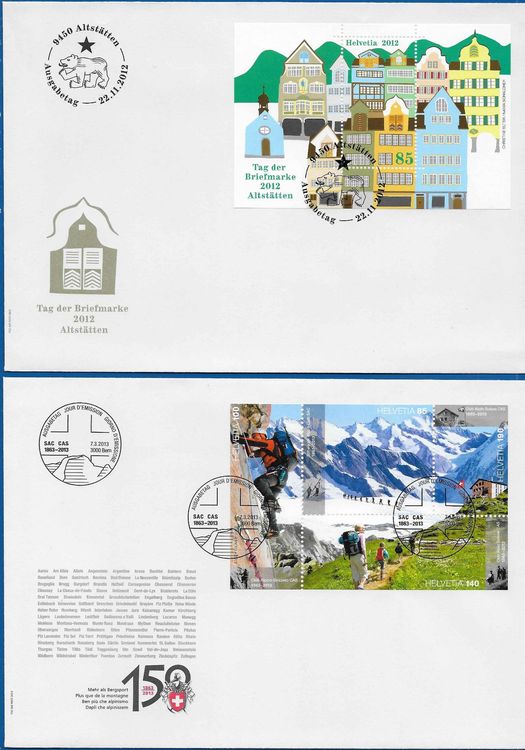2012-2013: FDC 2 Block No 1448-1459 (D'occasion) à Walperswil pour CHF ...