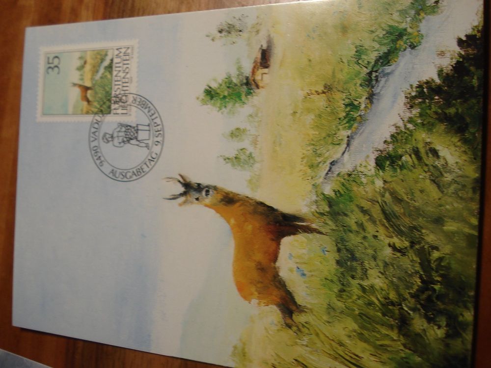 Liechtenstein, 1986, Satz Maximumkarten Gemälde Jagd (Gebraucht) in Niederwil AG für CHF 1 – mit ...