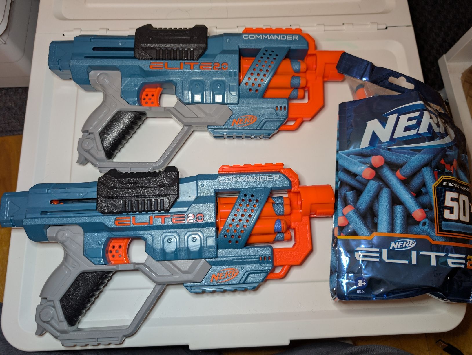 2x Nerf Gun Commander Elite 2.0 mit ca 50 Schuss (Gebraucht) in ...