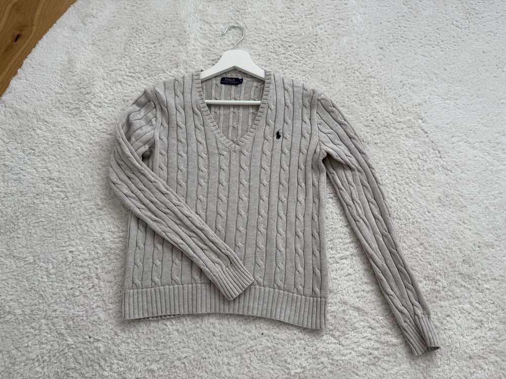 Ralph Lauren Pullover Grösse M beige Zopfmuster V Ausschnitt | Kaufen auf Ricardo