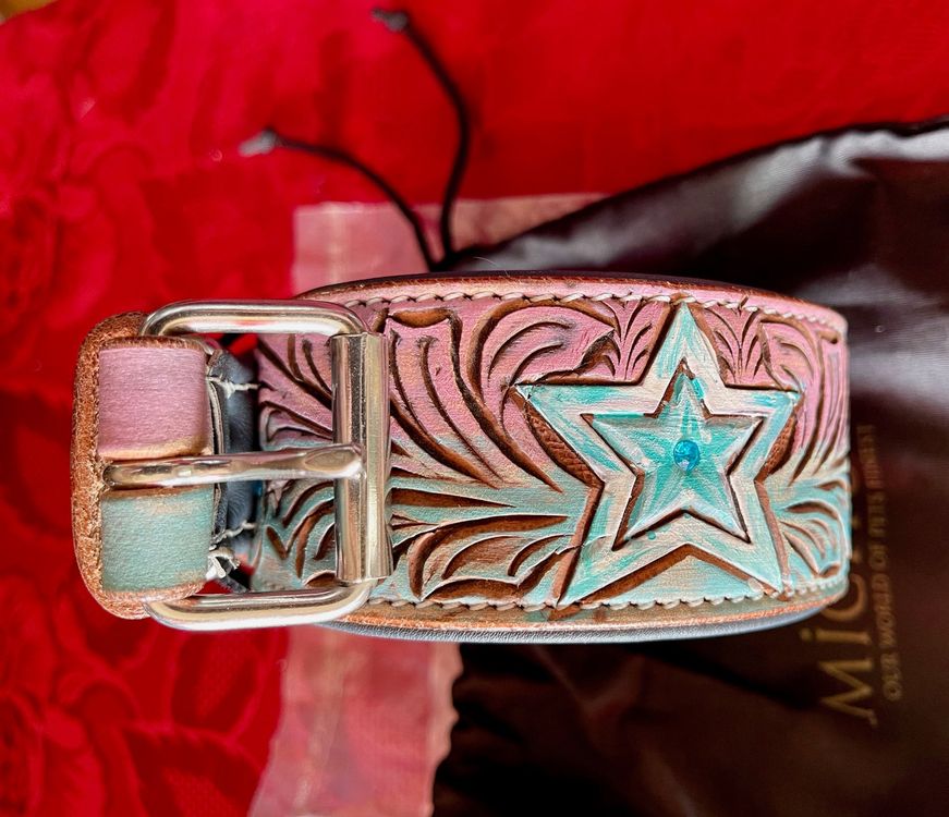 MICHUR Stardust Hundehalsband Leder Sternmuster 75 cm NEU (Neu und ...