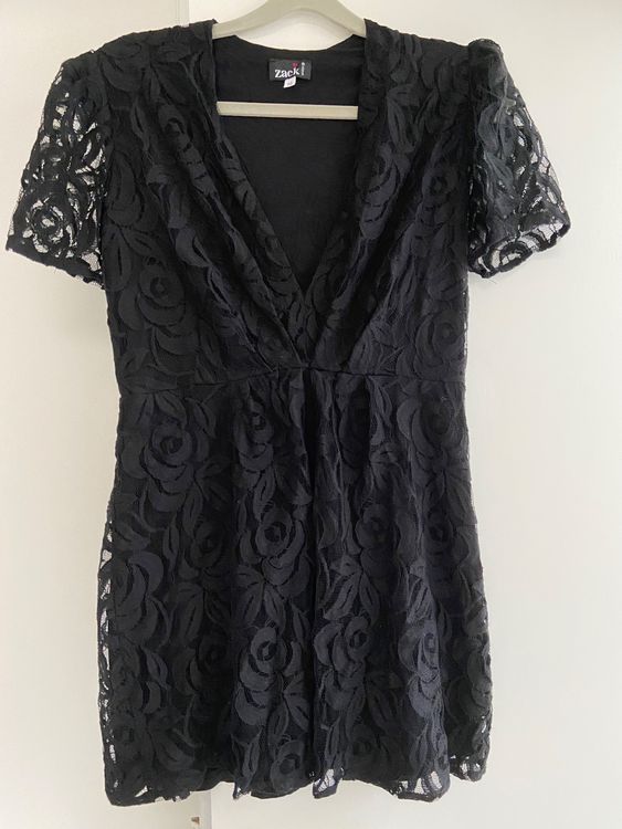 Kurzes Kleid schwarz Florale Spitze John Zack London 38 (Gebraucht) in ...