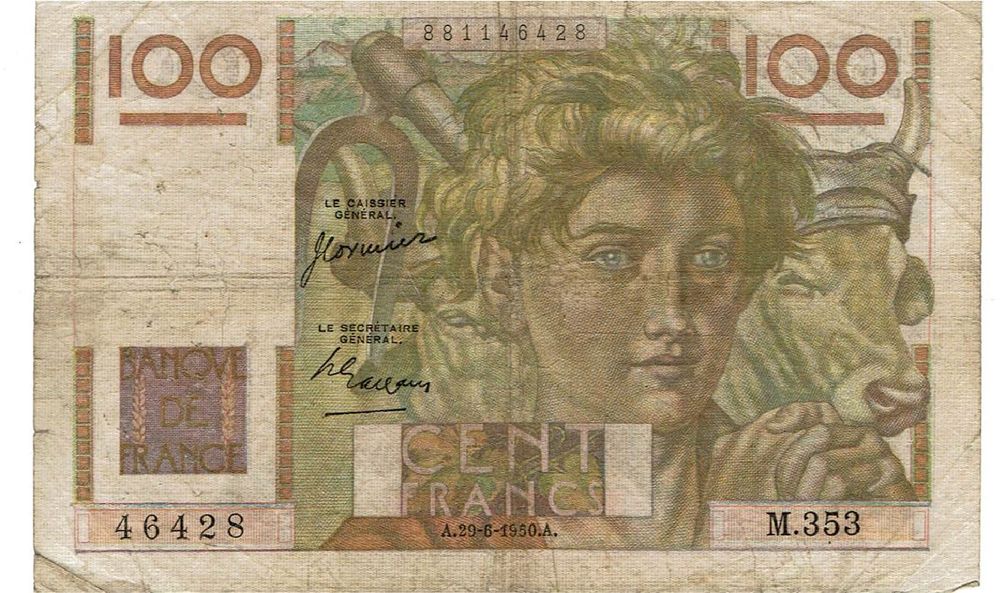 Frankreich 100 France 1950 SS Serie M353 (Gebraucht) in für CHF 1 – mit Lieferung auf Ricardo kaufen