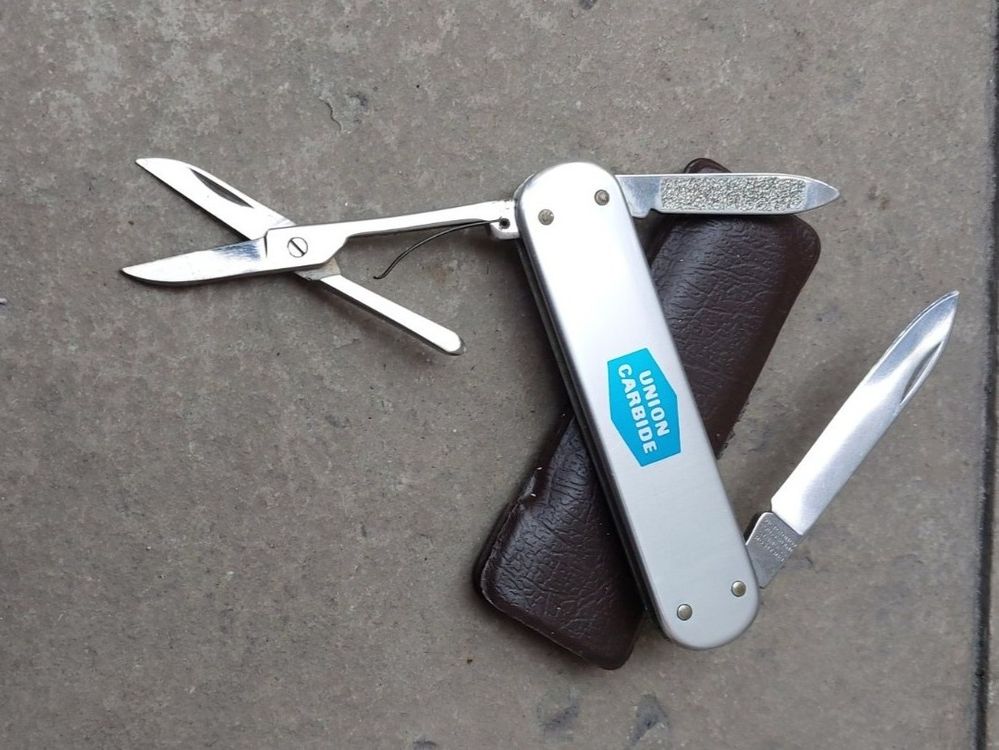 1 Werbemesser Taschenmeser Victorinox alox Union Carbide (Gebraucht) in ...