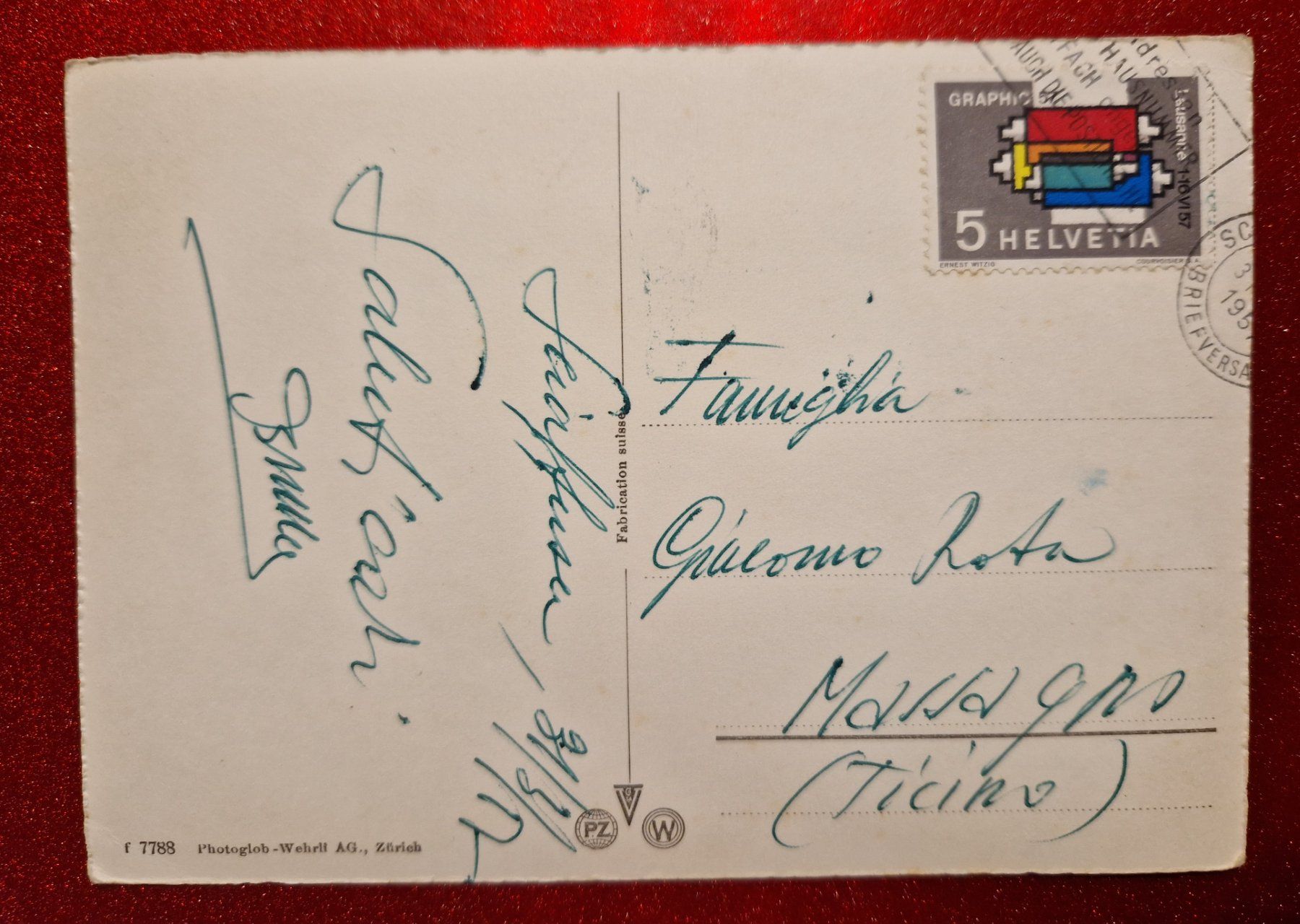 Rheinfall und Schloss Laufen, 1957 Mondscheinkarte (Gebraucht) in Melchnau für CHF 1 – mit ...