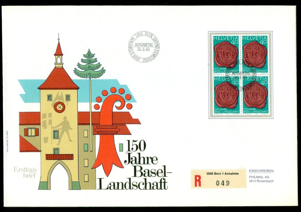 Grossbrief. Block 150 J. Basel-Landschaft, ETS, R-Brief 049 | Kaufen auf Ricardo