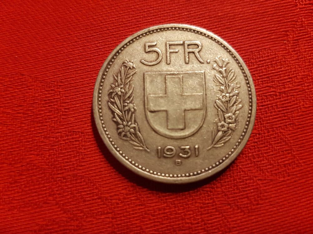 Piece 5fr argent 1931 (Gebraucht) in Faoug für CHF 8 – mit Lieferung auf Ricardo kaufen