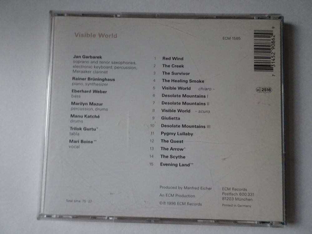 Jan Garbarek - Visible World (ECM) CD, Top Zustand! (Gebraucht) in ...