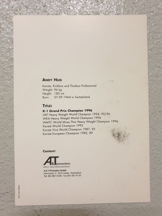 Andy Hug Autogramm (Gebraucht) in Oberentfelden für CHF 10 – mit ...