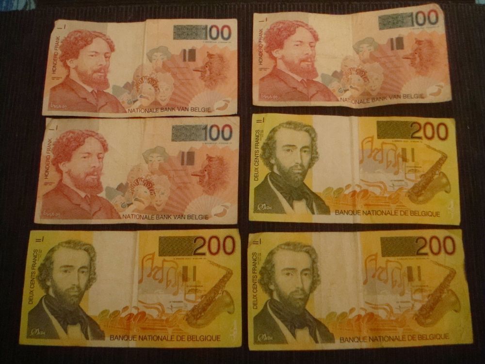 6 Banknoten - Nationale Bank van Belgie - 3 x 100 / 3 x 200 (Gebraucht ...
