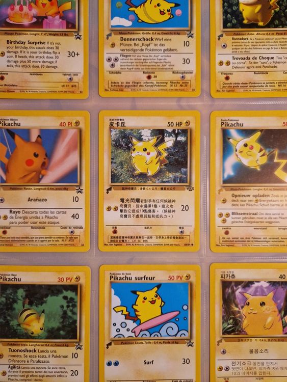 Pokémon Pikachu World Collection 2000 Gold Stamp 9x cards (Neu und ...