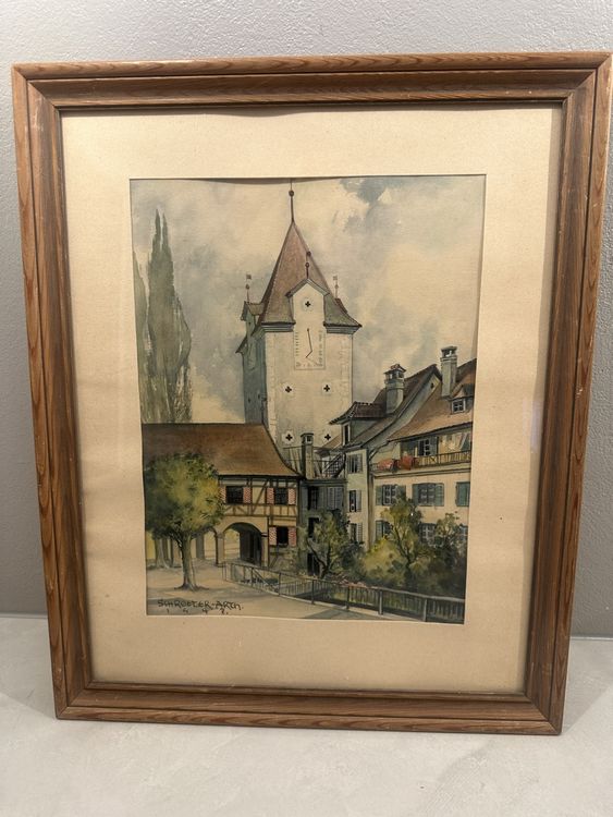 Aquarell "Schröter-Arth." 1942 gerahmt (Neu (gemäss Beschreibung)) in Nebikon für CHF 30 – mit ...