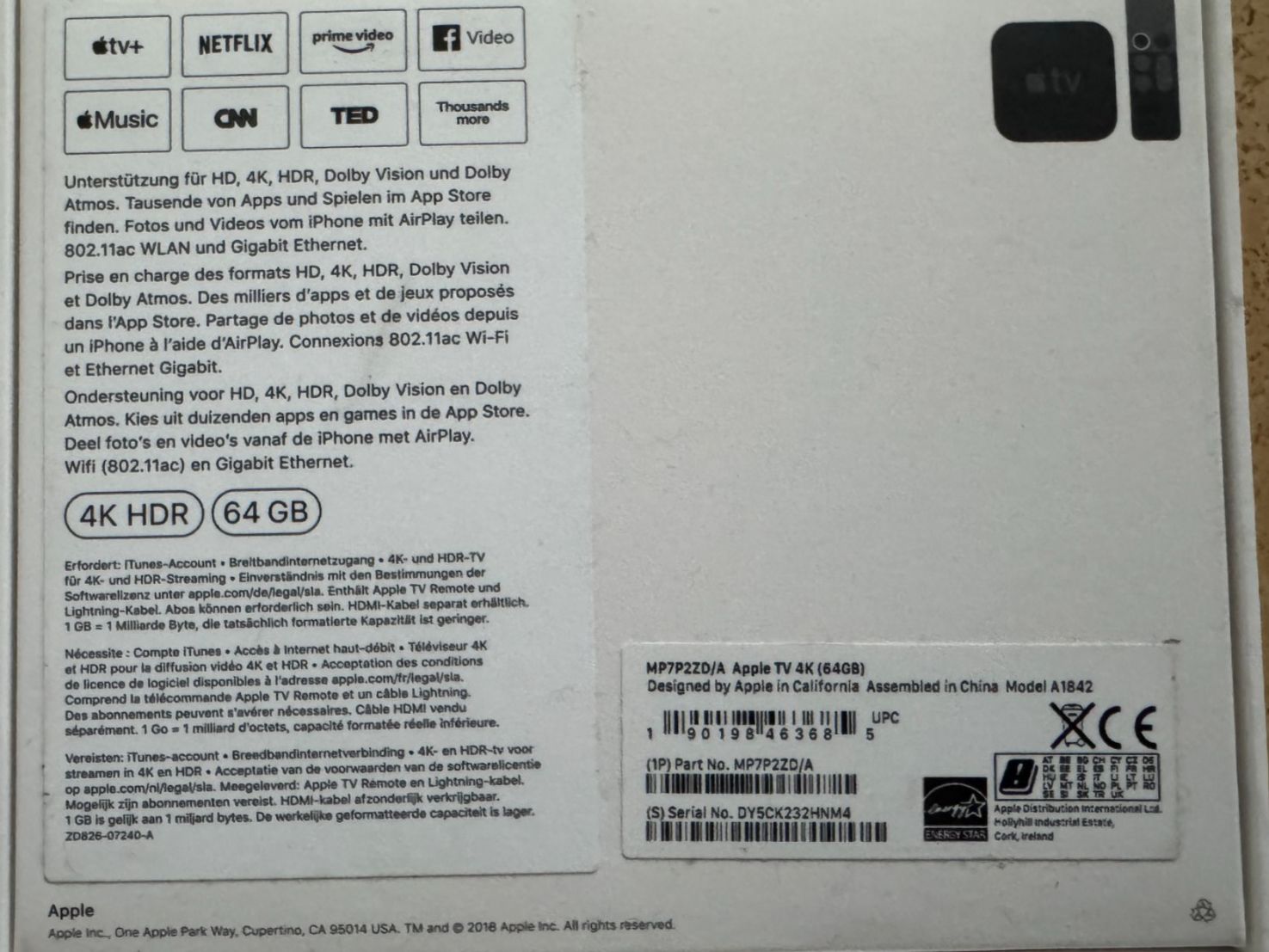 Apple TV 4K Wi‑Fi (64 GB) / unbenutzt und Originalverpackt (Neu (gemäss ...