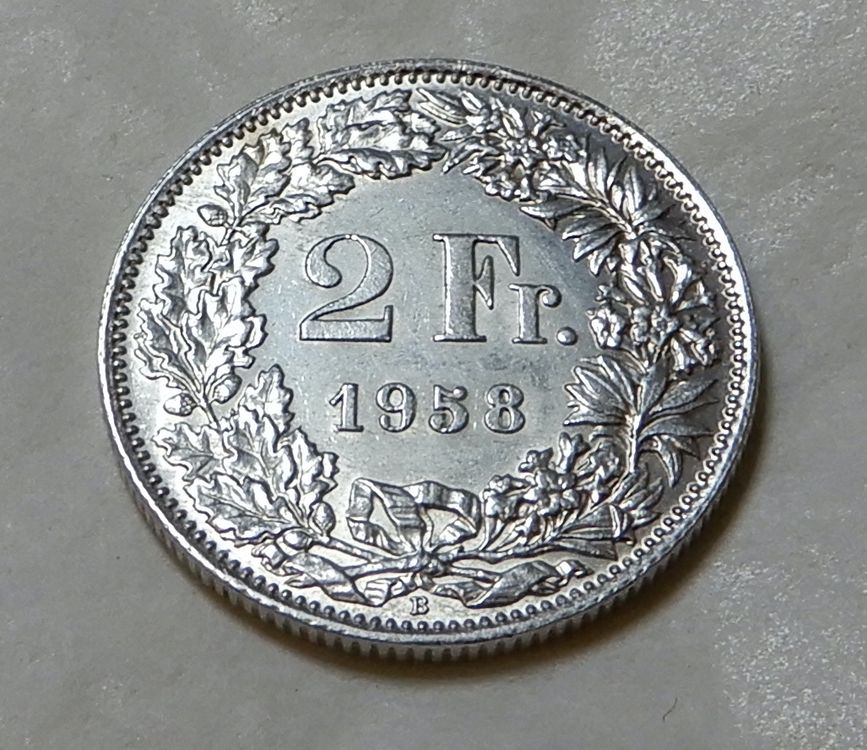 Silber Münze, 1958 , 2 Franken (Gebraucht) in Luzern für CHF 10 – mit Lieferung auf Ricardo kaufen