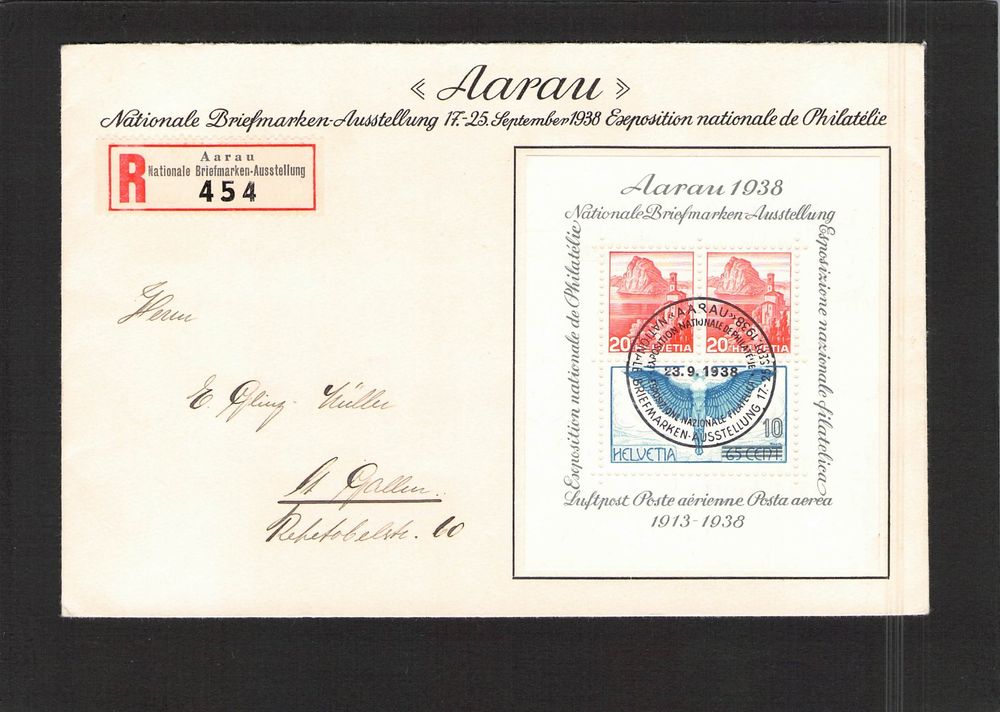 Aarau 1938 Nat.Briefmarken Ausstellung , Vignette (Gebraucht) in Reichenburg für CHF 12 – mit ...