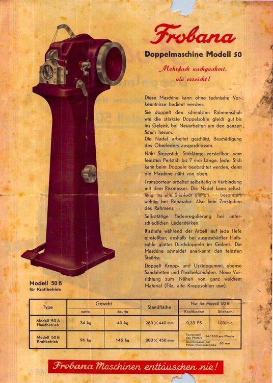 Frobana Doppelnähmaschine mit gebogene Nadel Modell 50 (Gebraucht) in ...