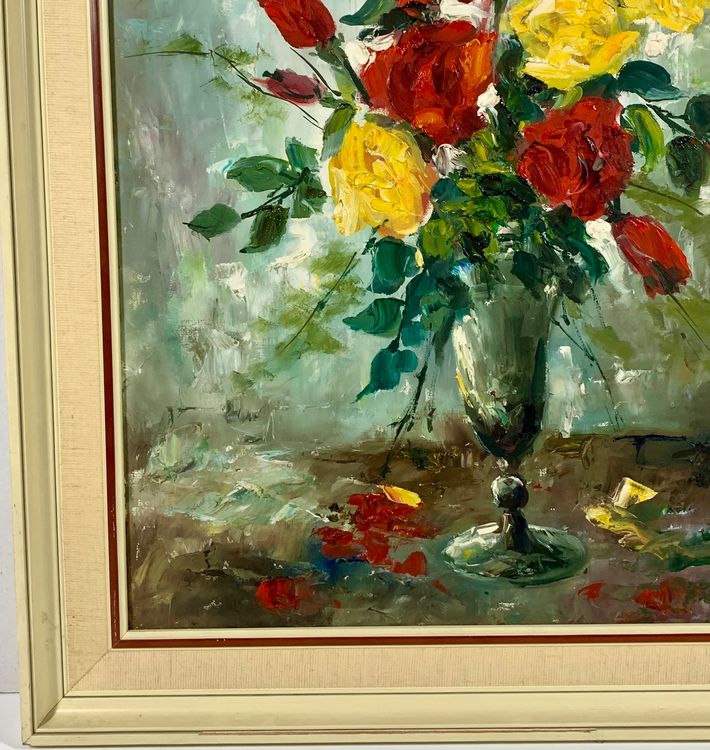 Stilleben Gemälde mit Rosen unleserlich Signiert | Kaufen auf Ricardo