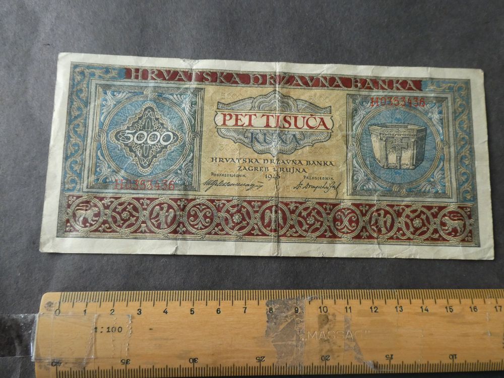 Kroatien 1945, 5000 Kuna (Gebraucht) in Hinterforst für CHF 2 – mit ...