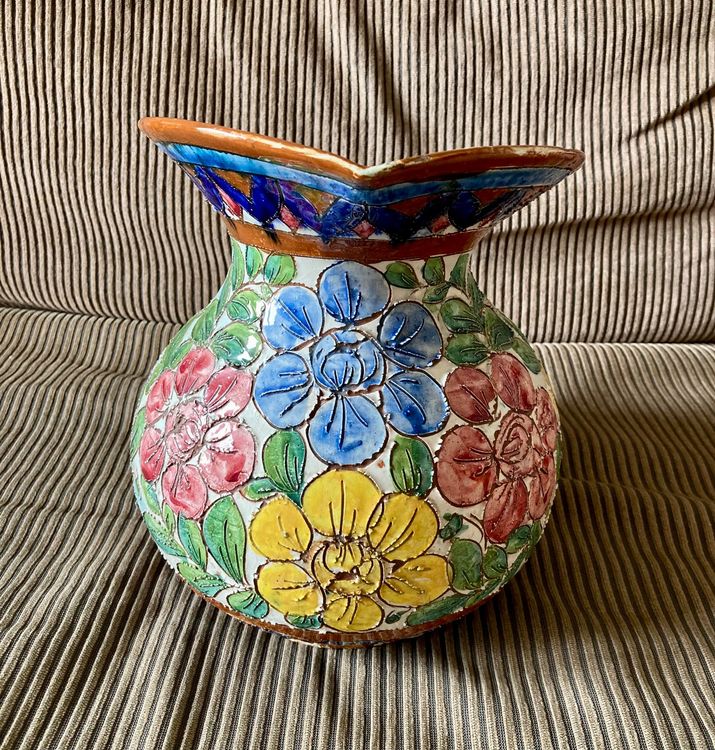 Keramik-Krug / Vase Blumenmuster | Kaufen auf Ricardo
