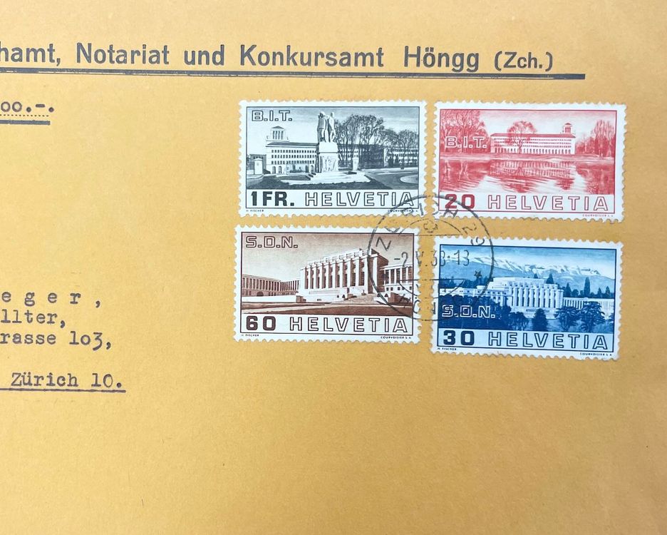 🟢 Briefmarken-Nachlass FDC Nr.211-214 /1938 (Gebraucht) in Zürich für CHF 16 – nur Abholung auf ...